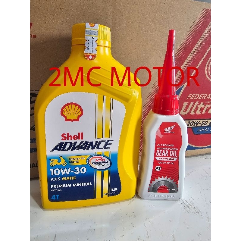 Jual Paket Oli Shell Advance AX5 Matic 10W-30 800ML/Pluss AHM Gear 120ML | Shopee Indonesia