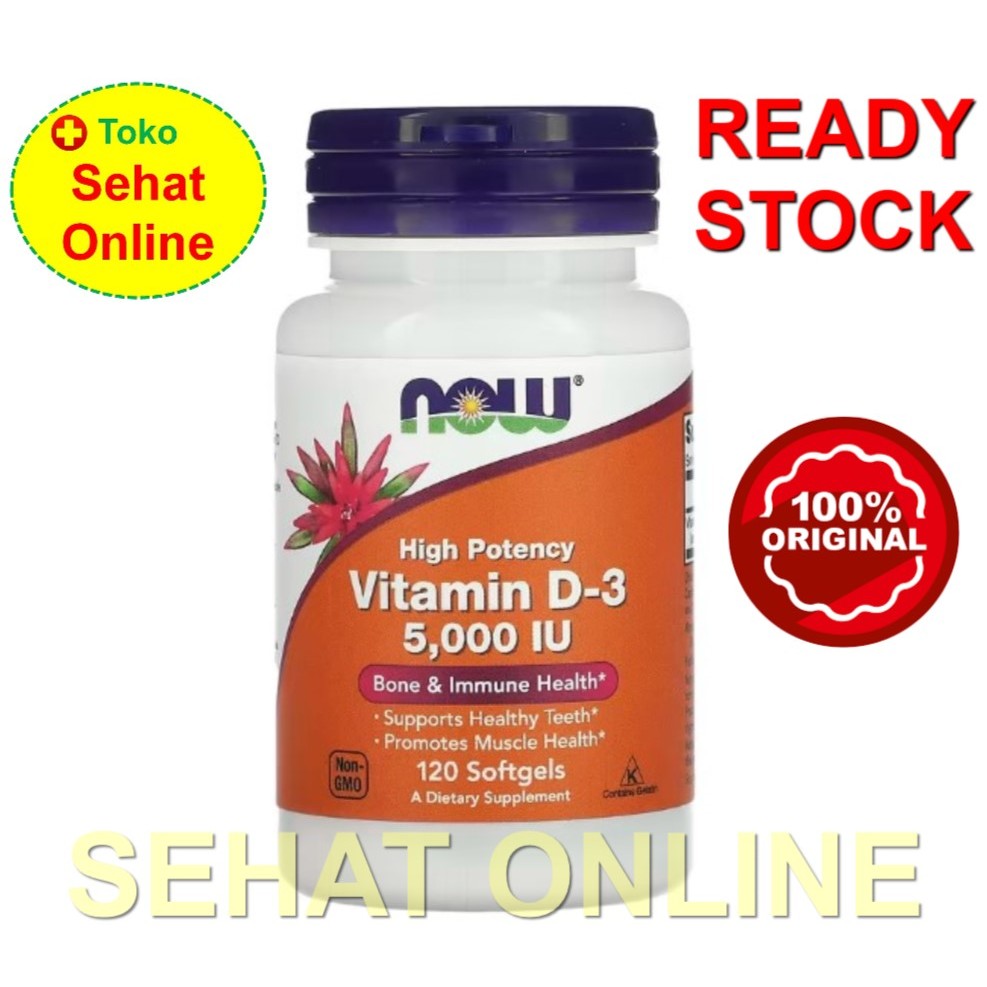Jual NOW Vitamin D3 5000 IU High Potency | Shopee Indonesia