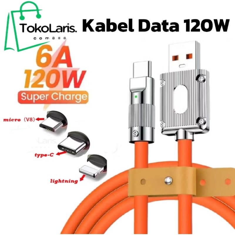Jual Kabel Data 120W Fast Charging 6A Anti Putus Colokan Tipe MICRO ...