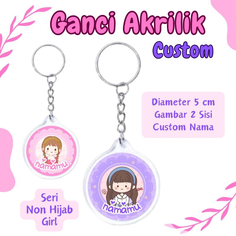 Jual Gantungan Kunci Akrilik Custom Nama Ganci Bulat Acrylic 2 Sisi ...