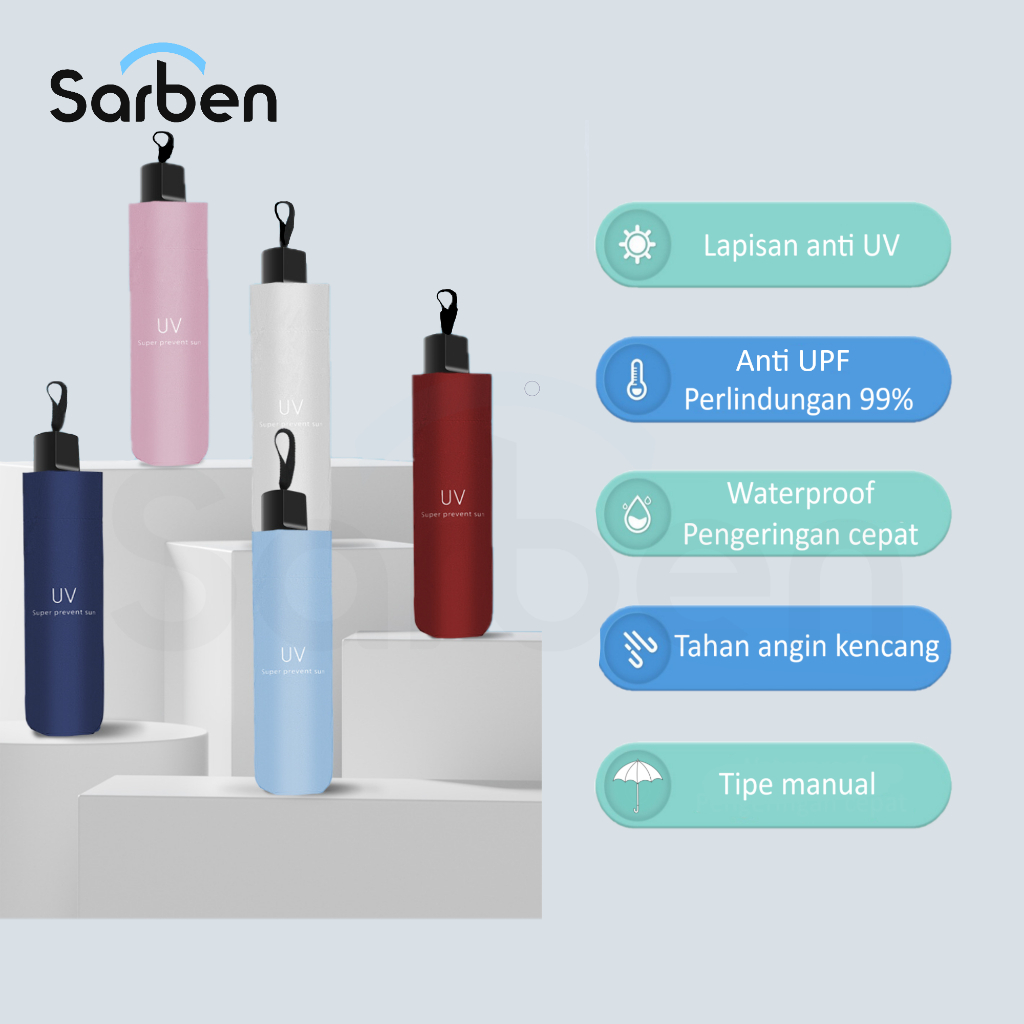 Jual Sarben - Payung Lipat UV Manual - Anti Hujan dan Sinar UV ...