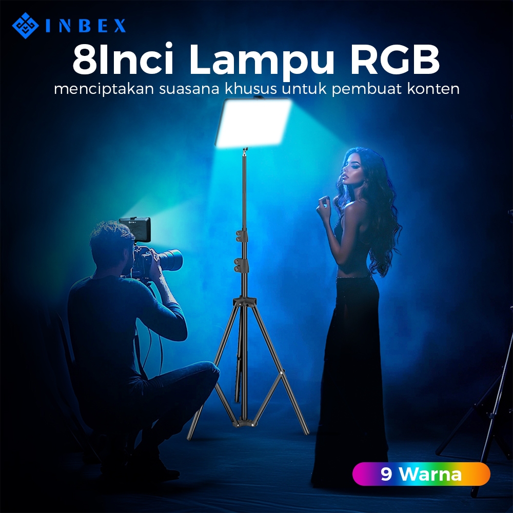 Jual INBEX 8Inci RGB Light Konten Kreator LED Lampu Sorot Lighting ...