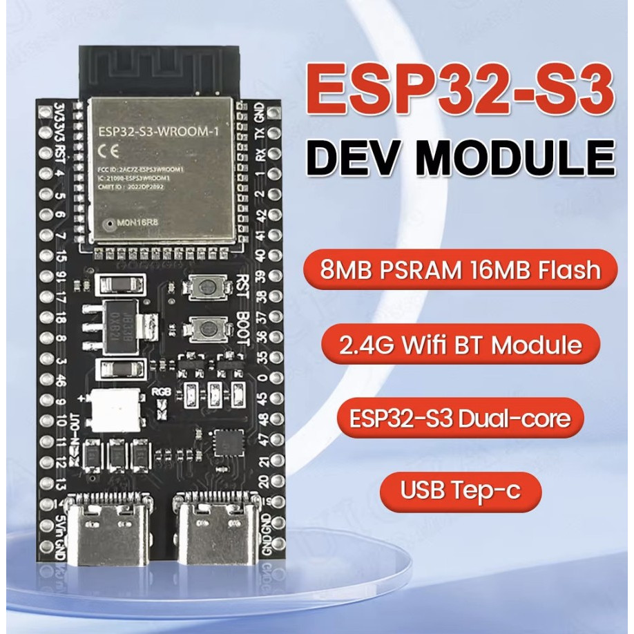 Jual ESP32-S3 WiFi Bluetooth BLE 5.0 ESP32 S3 Wifi Mesh Development Board N8R2 N16R8 | Shopee ...