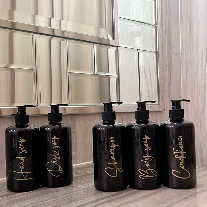 Jual botol HITAM n28 gold new 500ml aesthetic bottle minimalist refill ...