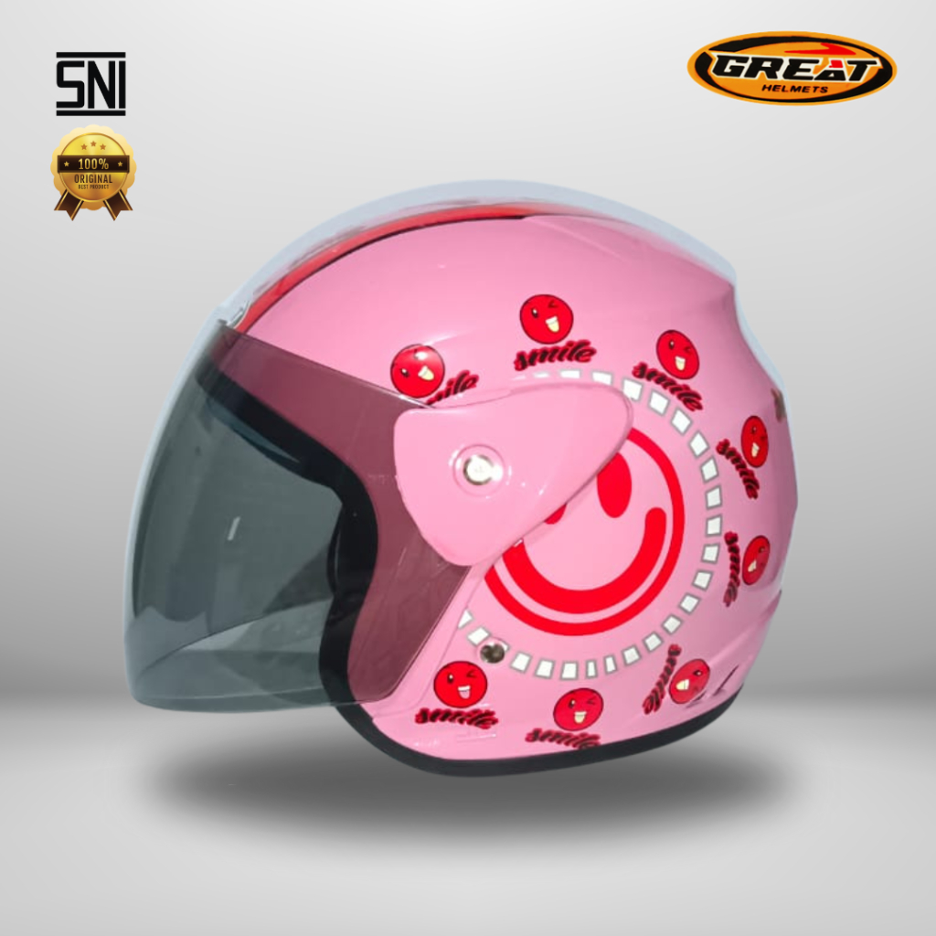 Jual Sultan Helm Evo Motif Kekinian Smile 4 Warna Half Face Original 100% Wanita Dewasa SNI E05A ...
