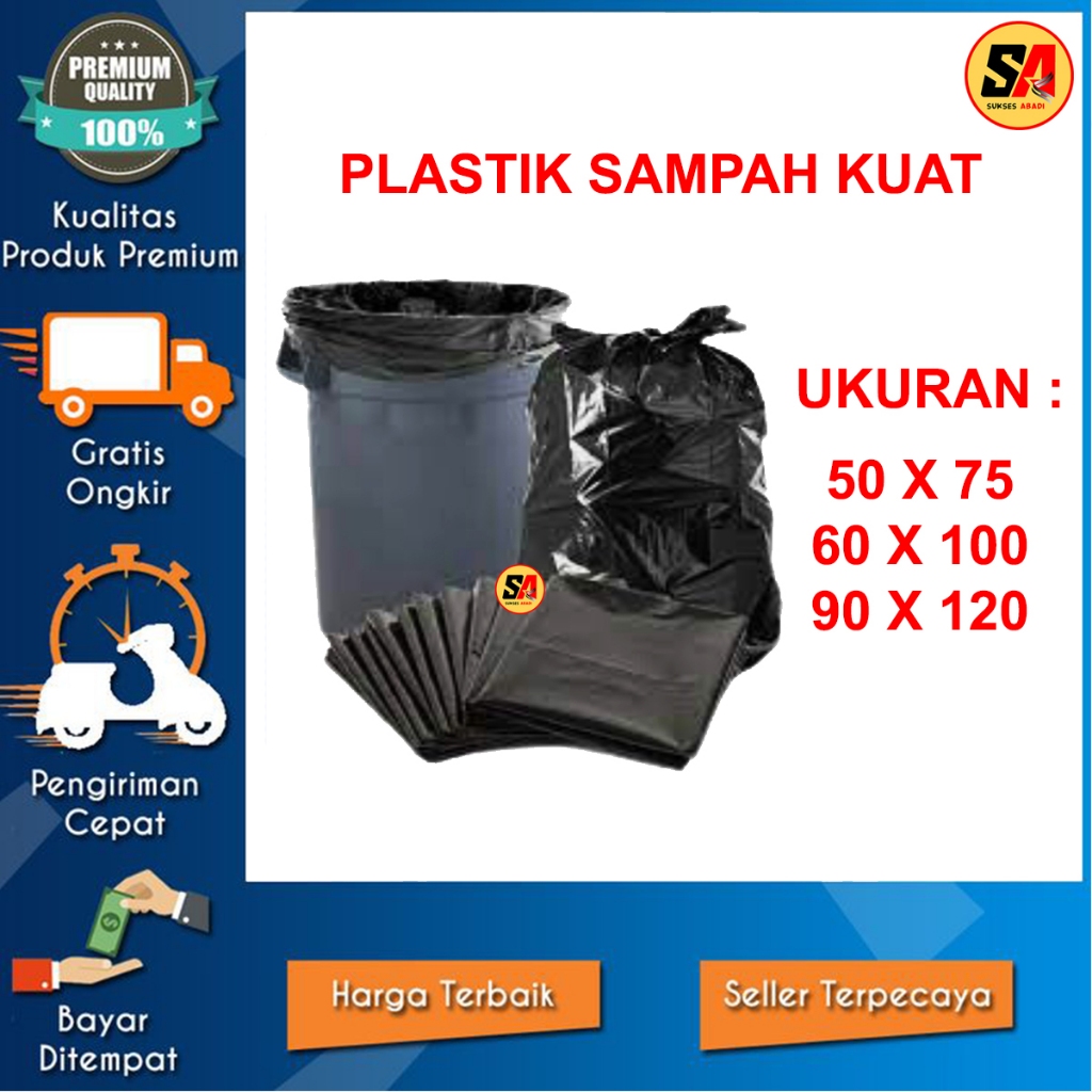 Jual KANTONG PLASTIK SAMPAH HITAM TEBAL TRASH BAG JUMBO ANTI BOCOR PACK | Shopee Indonesia