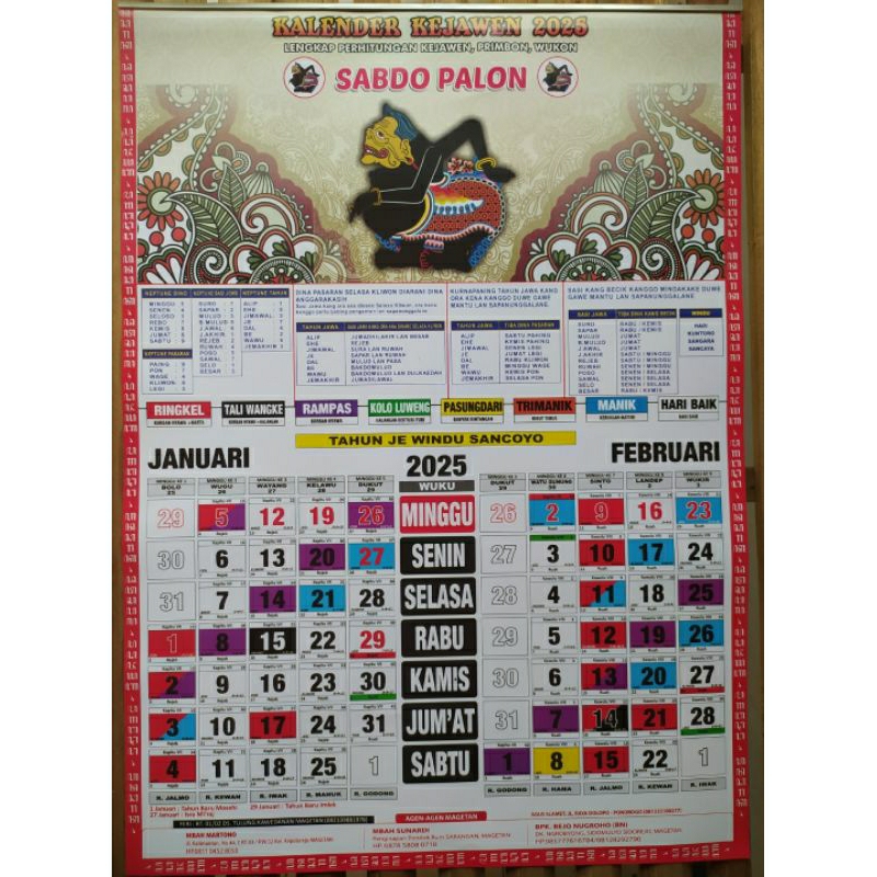 Jual Kalender 2025 - Kalender Jawa 2025 Sabdo Palon - Tanggalan Jawa ...