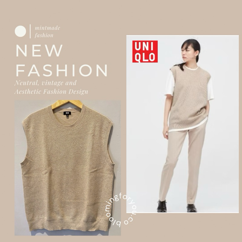 Jual GU UNIQLO KNIT VEST IN CREAM | Shopee Indonesia
