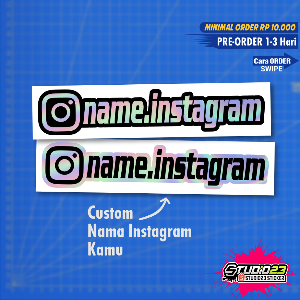 Jual Stiker Cutting nama ID Instagram Custom Hologram | Shopee Indonesia