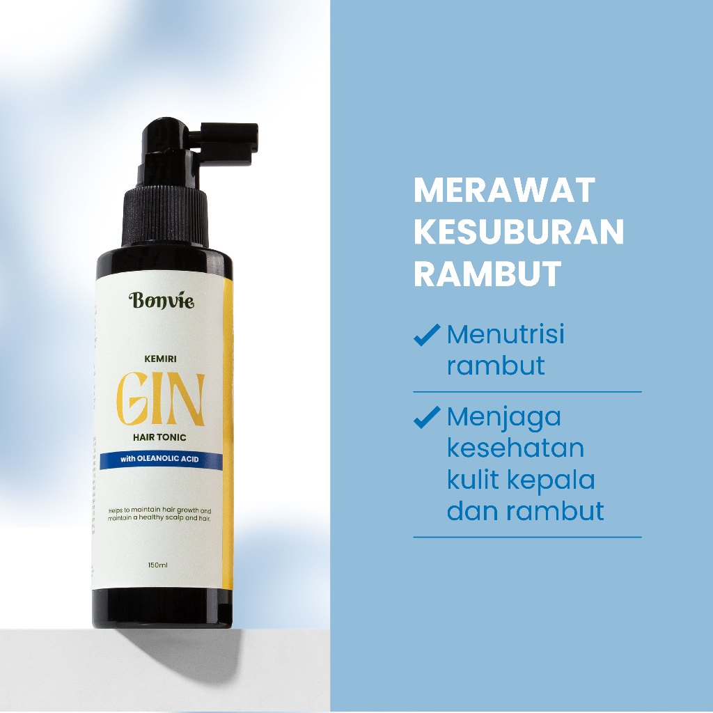 Jual UPSIZE! Bonvie Anti Hairfall Kemiri Gin Hair Tonic (150ml) with ...