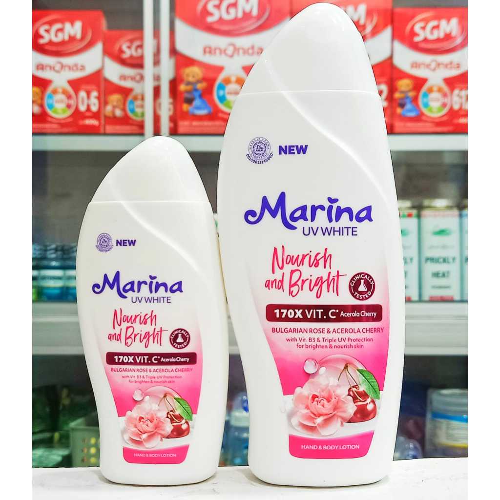 Jual Marina UV White 𝐍𝐎𝐔𝐑𝐈𝐒𝐇 𝐀𝐍𝐃 𝐁𝐑𝐈𝐆𝐇𝐓 𝟗𝟐𝐌𝐋, 𝟏𝟖𝟓𝐌𝐋, 𝐏𝐔𝐌𝐏 𝟑𝟓𝟎𝐌𝐋 & 𝟒𝟔𝟎𝐌𝐋 - Mencerahkan Kulit ...