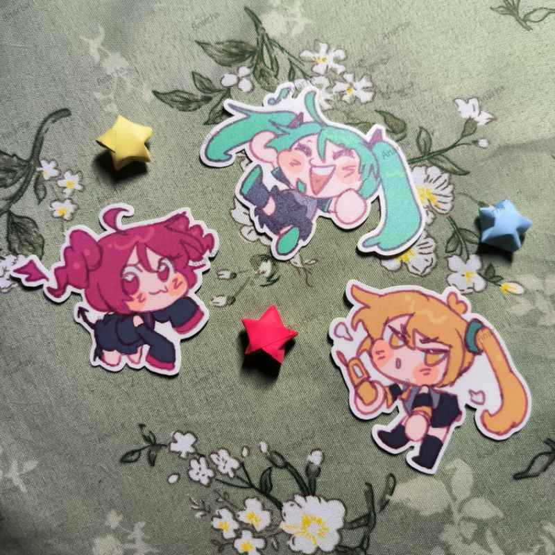 Jual Stiker and pin set Triple Baka Vocaloid Teto Miku Neru untuk ...