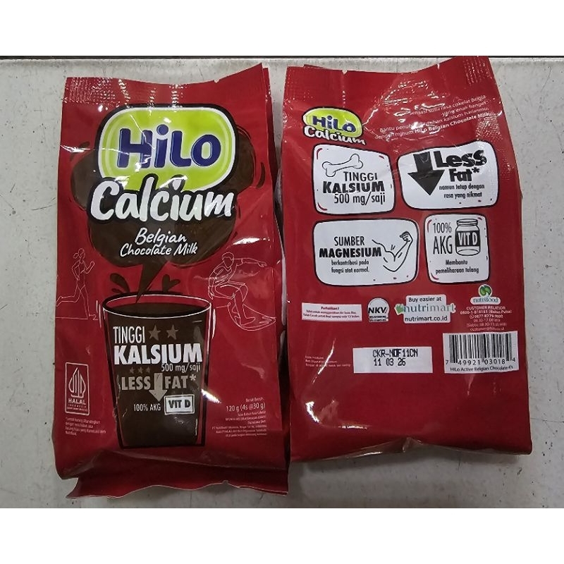 Jual Hilo Calcium Belgian Chocolate 120g Pouch (isi 4 sachet×30g ...