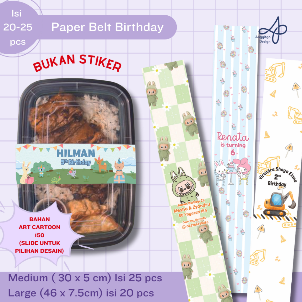 Jual Paper Belt Ulang Tahun Paper Sleeve Custom Nama Paper Belt ultah ...
