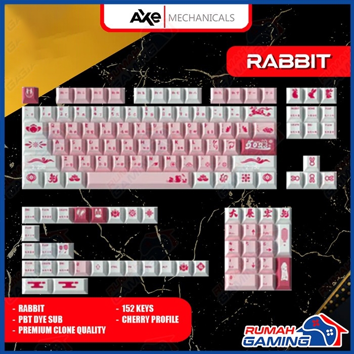 Jual AXE MECHANICALS - Cherry - Rabbit - Pbt - Dye Sub - Keycap -Keycaps | Shopee Indonesia