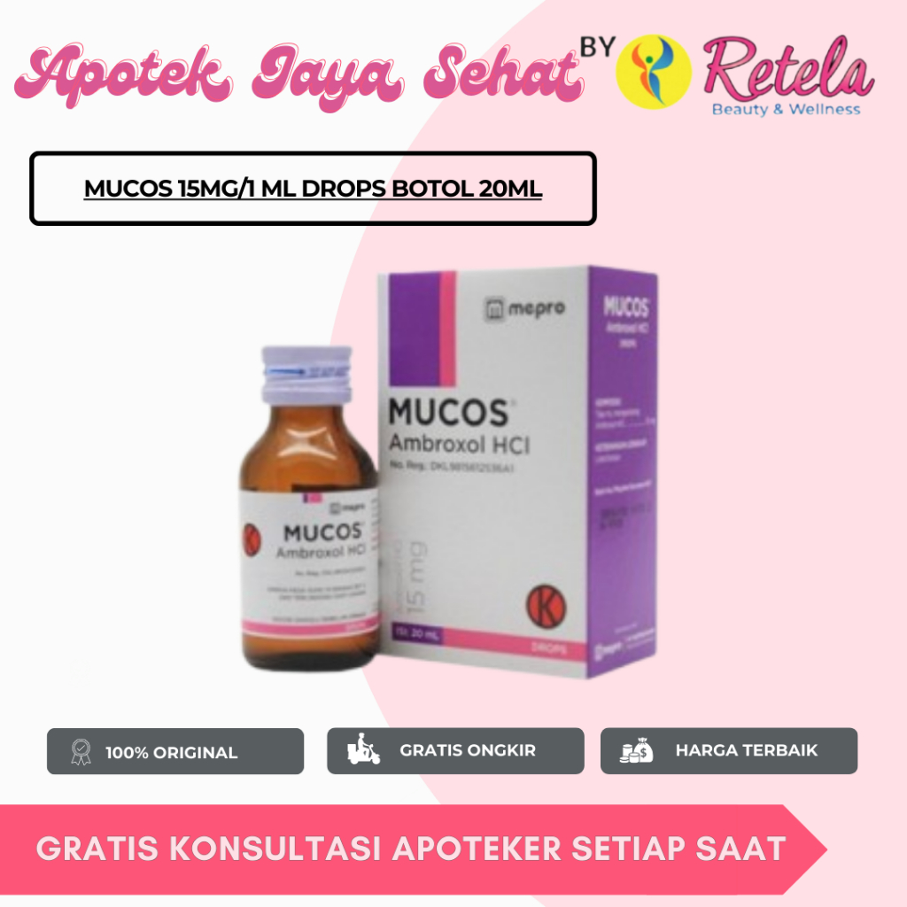 Jual MUCOS 15MG/1 ML DROPS BOTOL 20ML/ AMBROXOL HCL / OBAT BATUK ...