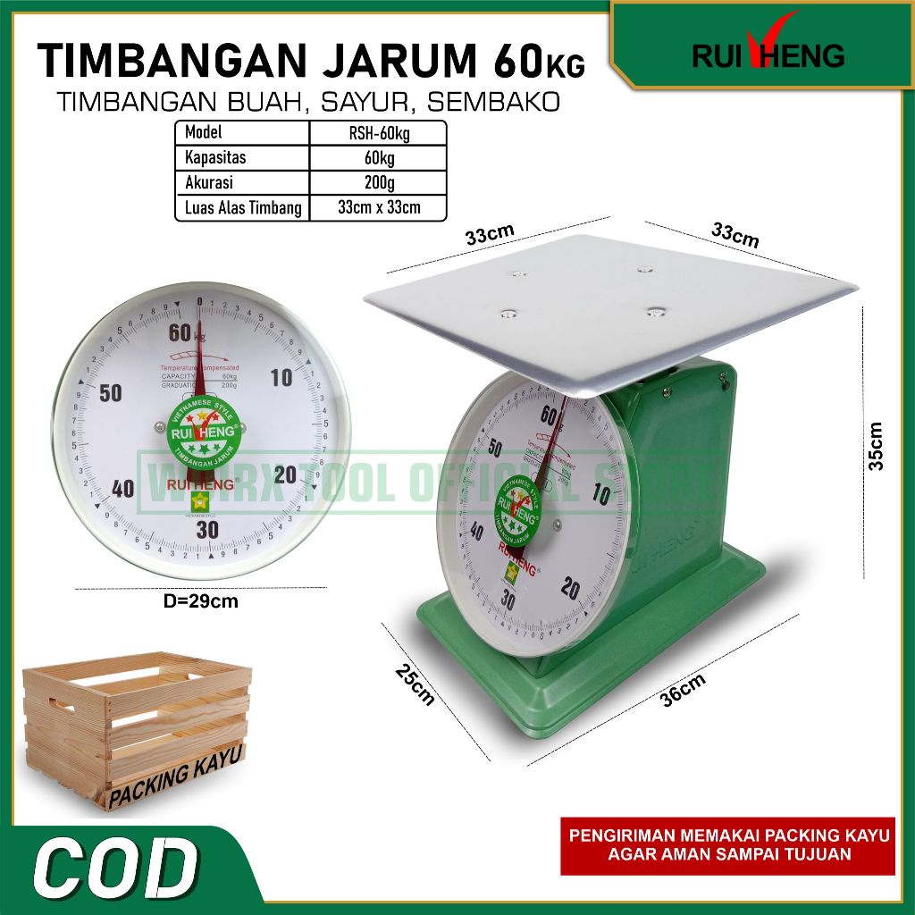 Jual RUIHENG Timbangan Jarum Manual 60kg Timbangan Pasar Buah Sayur ...