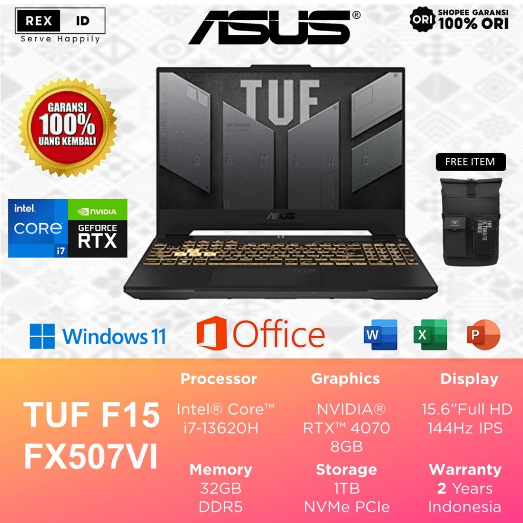 Jual Asus Tuf F15 FX507VI Intel i7-13620H RTX4070 8GB RAM 32GB 1TB SSD ...