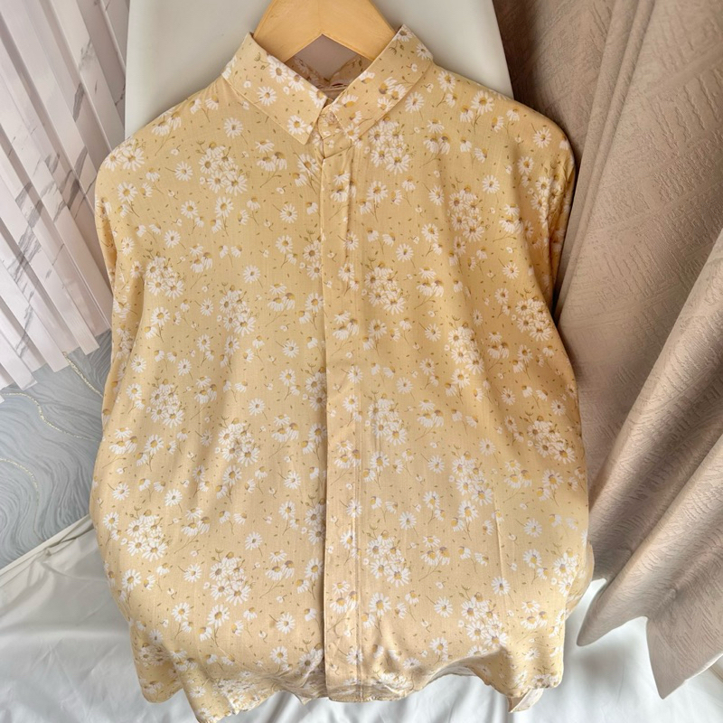 Jual Pattern Shirt / Oversized Pattern Shirt / Daisy yellow | Shopee ...