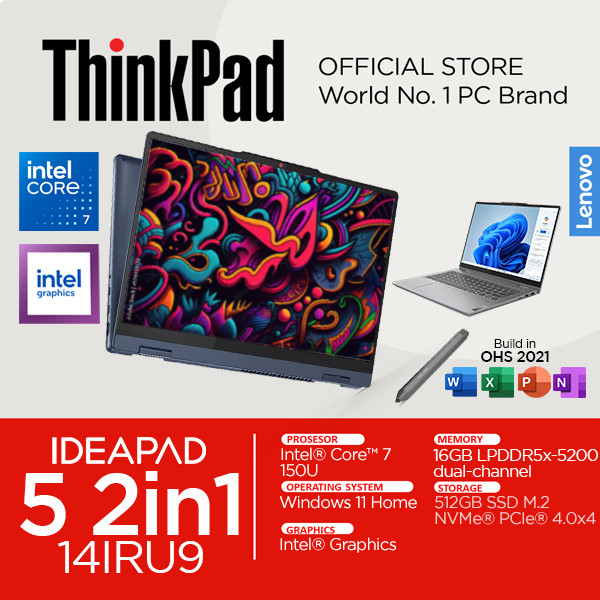 Jual Lenovo Ideapad 5 2in1 Core 7 150U 16GB 512GB SSD WIN 11 OHS 14IRU9 IPS 14 Inch WUXGA Touch ...