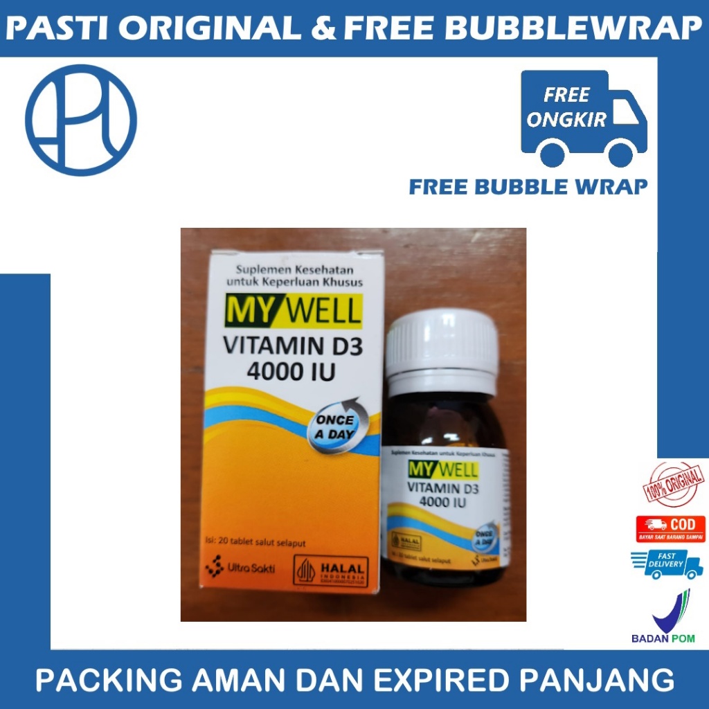 Jual BARU MYWELL VITAMIN D3 4000 IU ISI 20 TABLET MY WELL SUPLEMEN ...