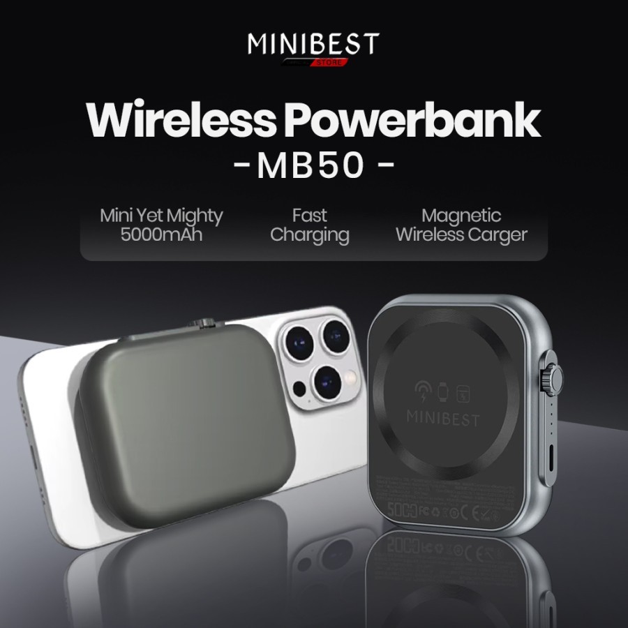 Jual Minibest MB50 3 iN 1 Power Bank Magnetic Magsafe 20W Fast Charging ...