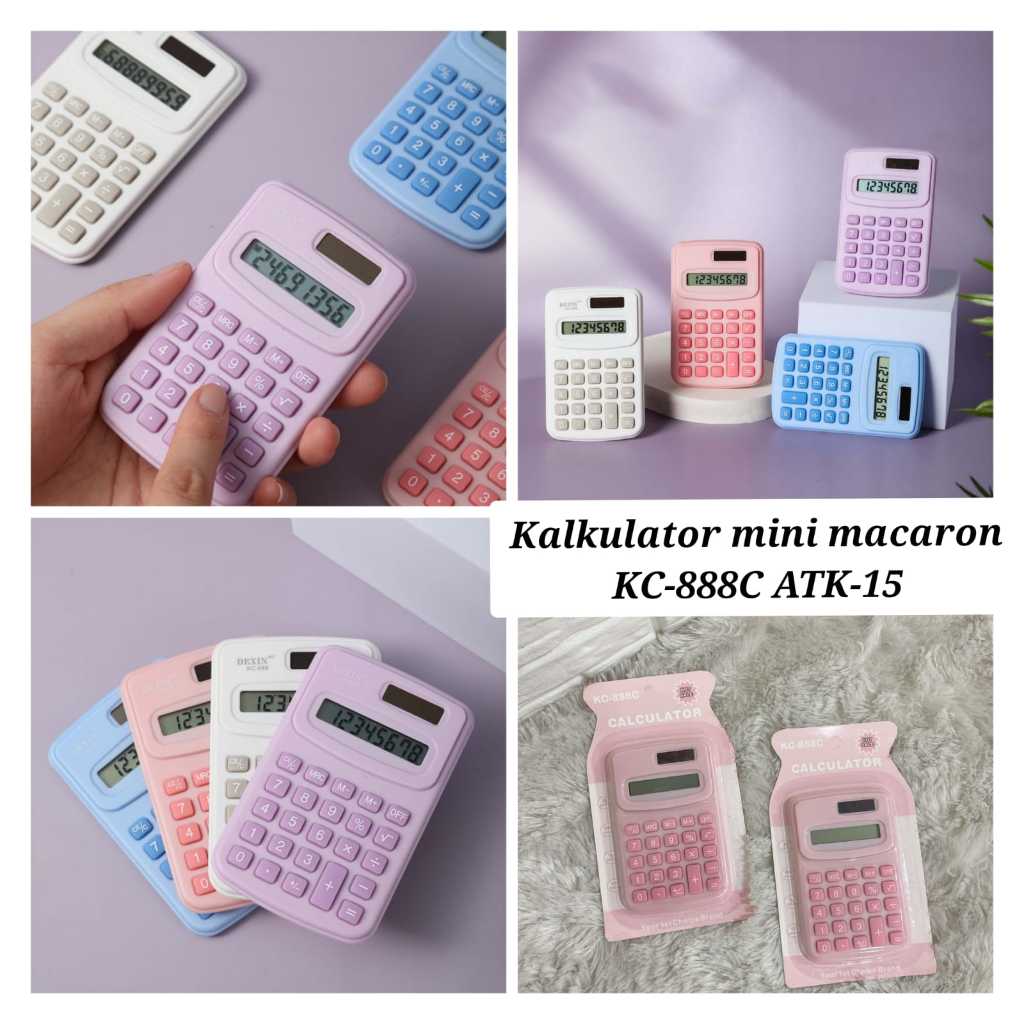 Jual Kalkulator Mini Macaron KC-888C ATK-15/Calculator Mini Pocket Full ...
