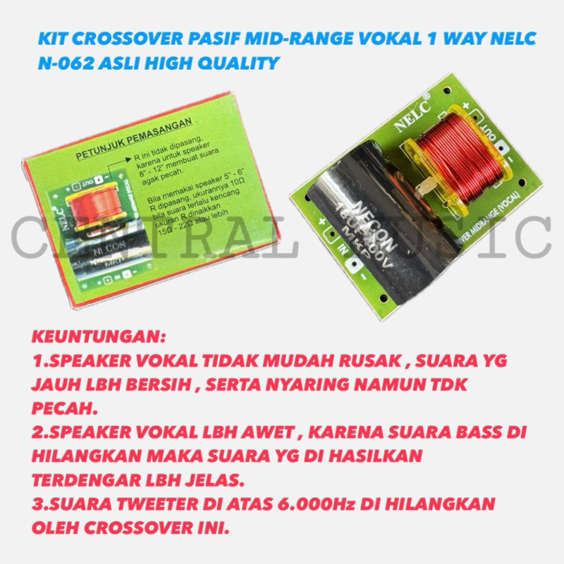 Jual KIT CROSSOVER PASIF MID-RANGE VOKAL 1 WAY NELC N-062 ASLI HIGH ...