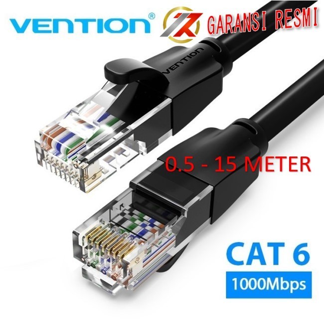 Jual VENTION IBEB KABEL LAN CAT6 CAT 6 UTP Ethernet Cable BLACK 0.5M 1M 1.5M 2M 3M 5M 8M 10M 15M ...