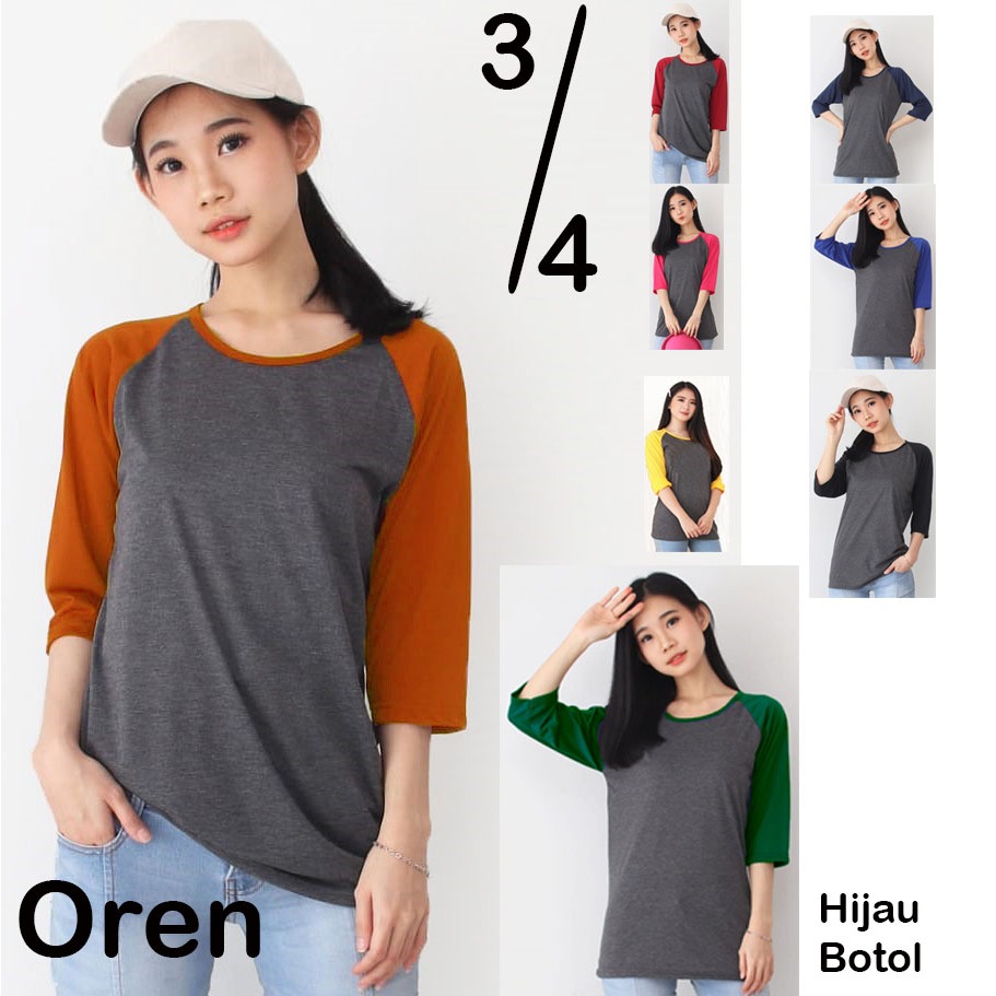 Jual Kaos Raglan Lengan 3/4 Abu Tua | Polos Reglan Wanita | Shopee ...