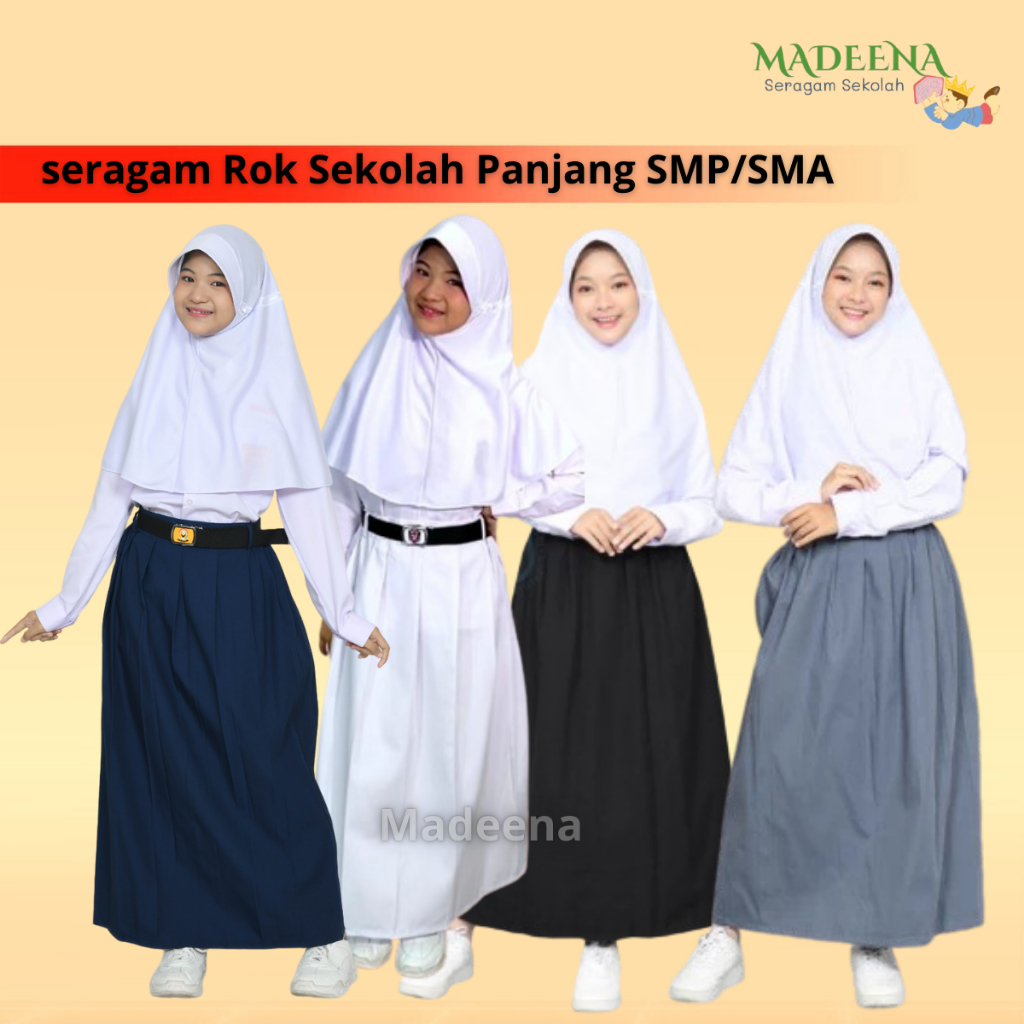 Jual Seragam Rok Sekolah SMP SMA SMK Rempel Panjang Warna Hitam Putih Pramuka Coklat Abu Biru ...