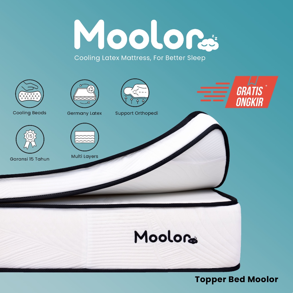 Jual Moolor Cooling Topper Mattress Latex 7 cm / Matras Protektor ...