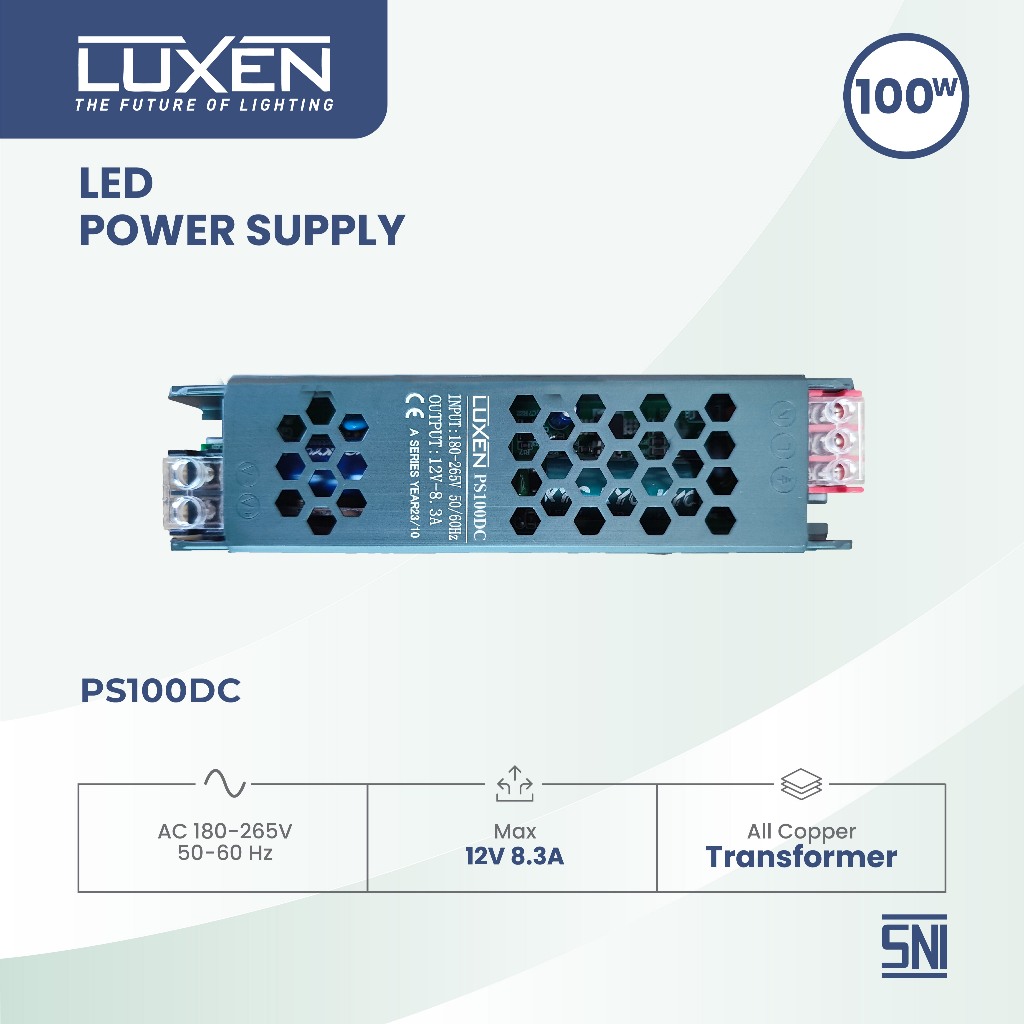 Jual Luxen LED Power Supply 100 Watt DC Output 12 Volt - 5 Ampere ...