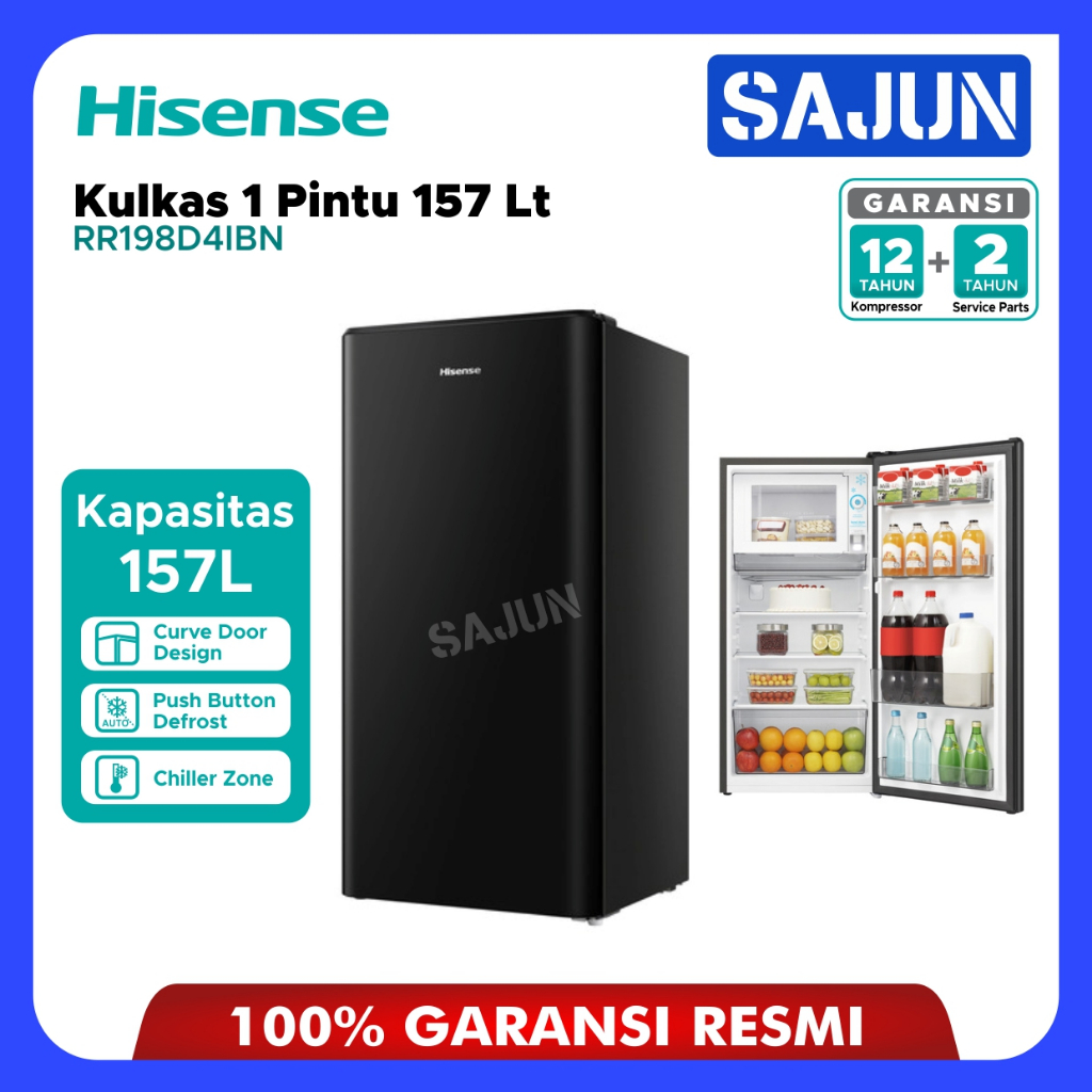 Jual [FREE PACKING KAYU KARGO ] Hisense Kulkas 1 Pintu RR198D4IBN Kapasitas 157L Refrigerator ...