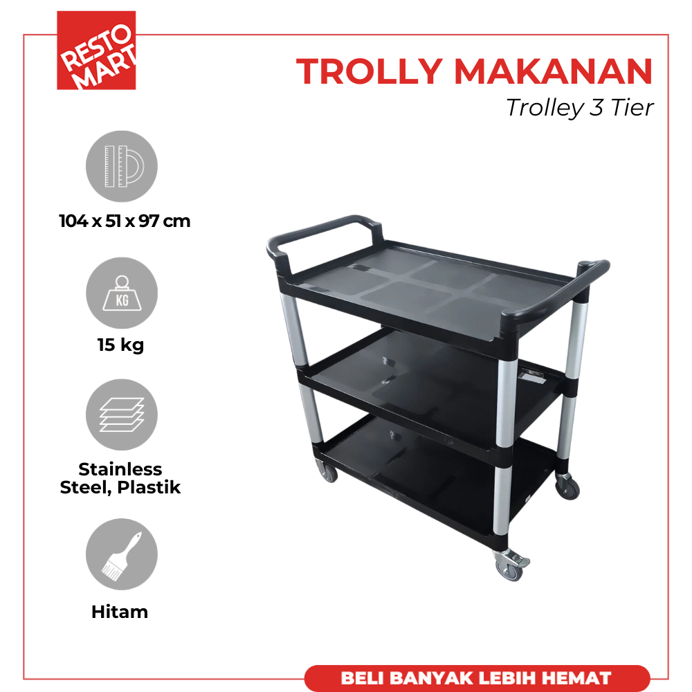Jual Troli Makanan / Trolley 3 Tier Plastik (2535001) (F2) | Shopee ...