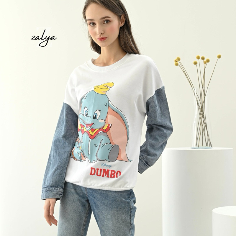 Jual ZALYA - dumbo denim wash oversized sweater babyterry premium ...
