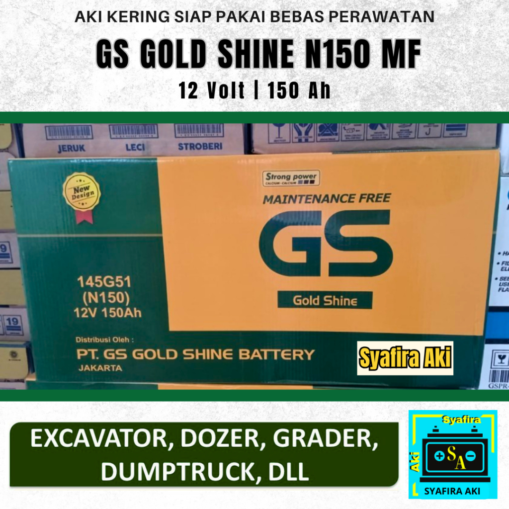 Jual Aki Mobil Genset dan Alat Berat Accu Original GS GOLDSHINE N150 145G51 12V 150Ah Aki Kering ...