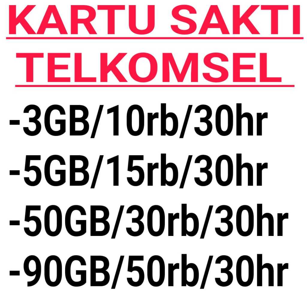 Jual kartu perdana internet telkomsel super sakti 50gb hanya 30k full ...