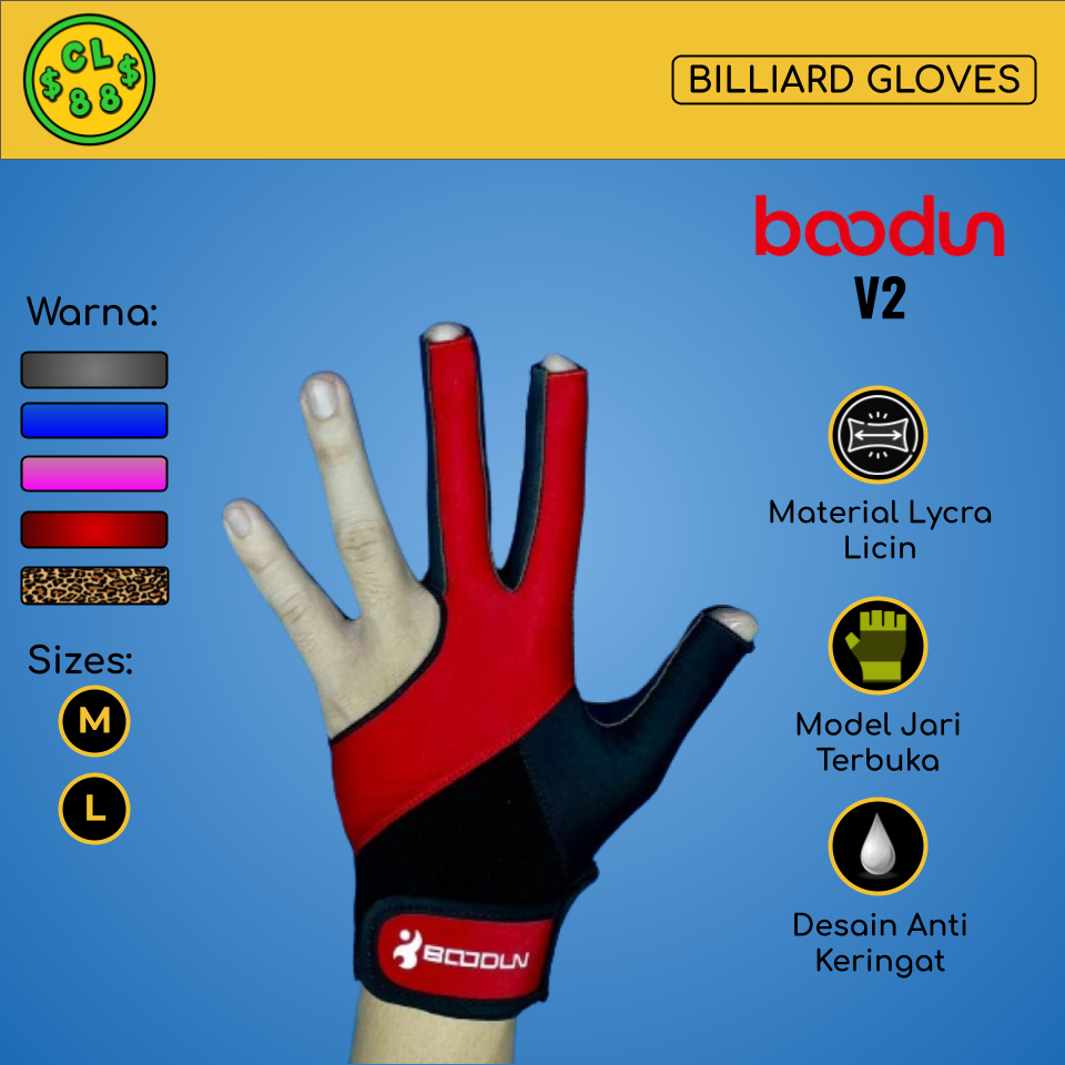 Jual Sarung Tangan Billiard BOODUN V2 Lycra Billiard Gloves Anti Slip Keringat Velcro | Shopee ...
