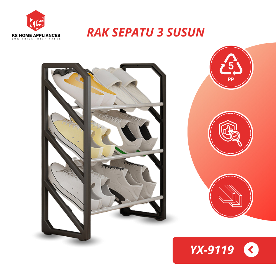 Jual KS Rak Sepatu Sandal 3 Susun Ergonomis Elegan dan Modern | Shopee ...