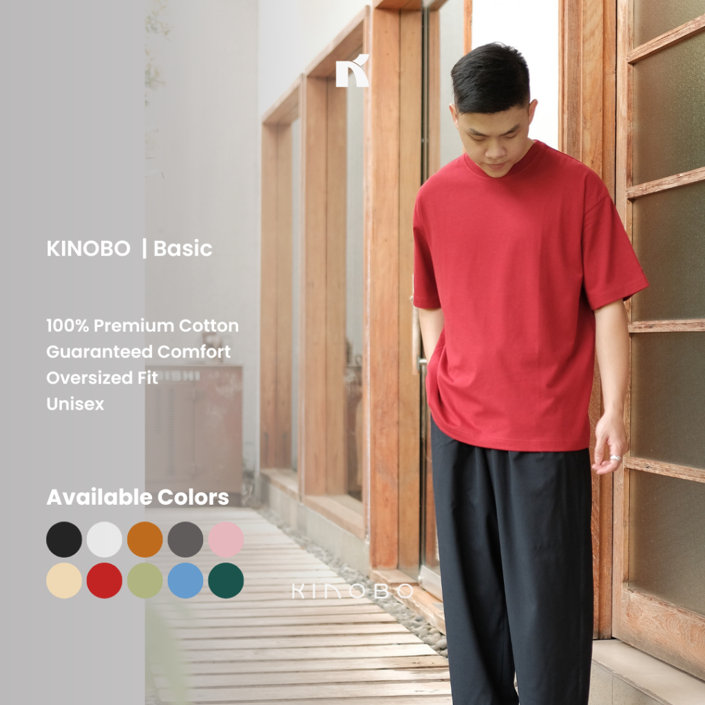 Jual KINOBO | Kaos Polos Basic In Maroon - Kaos Oversize Pria Katun ...