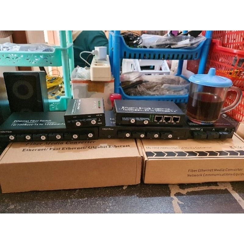 Jual Media Converter 1 | 2 | 3 | 4 | 6 Port FO | ethernet fiber switch htb - 2port sc 4Lan ...