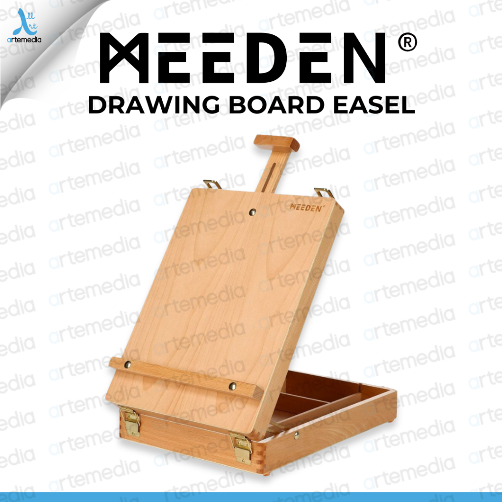 Jual MEEDEN Solid Beech Wood Portable Tabletop Easel with Storage Easel ...