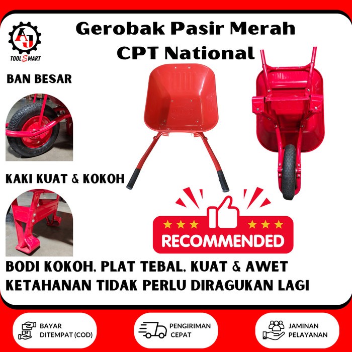 Jual Gerobak Sorong Pasir Merah CPT/Troli Dorong Cor Semen/ Gerobak ...