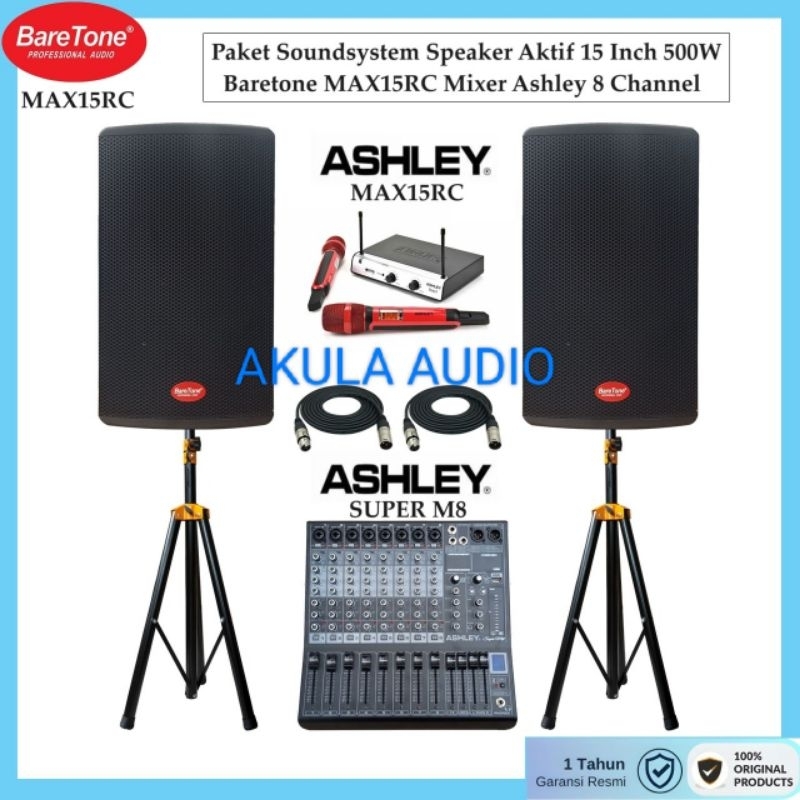 Jual Paket Soundsystem Speaker Aktif 15 Inch Baretone MAX15RC Mixer Audio | Shopee Indonesia