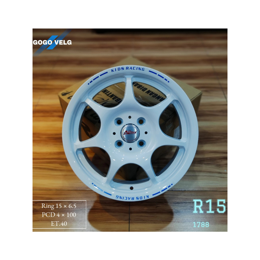 Jual Velg Mobil R15 Kids Racing PCD4X100 Lebar 6,5 ET40 White BARU Ring ...