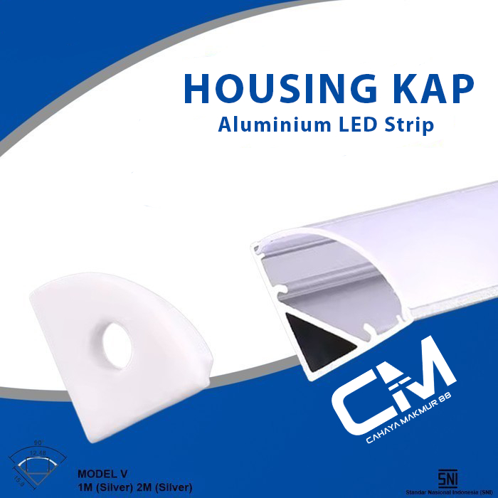 Jual Kap Housing Rumah Lampu LED Strip Model V Aluminium 1M 2M 1 2 ...