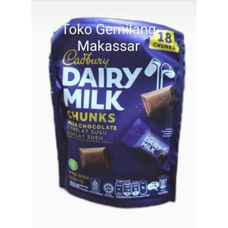 Jual Cadbury Dairy Milk Chunks isi 18 @4,5 gram (81 gram) | Shopee ...
