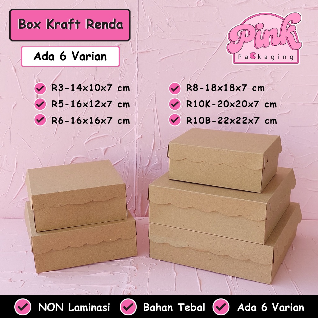 Jual Dos Kraft Renda Box Nasi Kotak Snack Ukuran R3 R5 R6 R8 R10K R10B ...