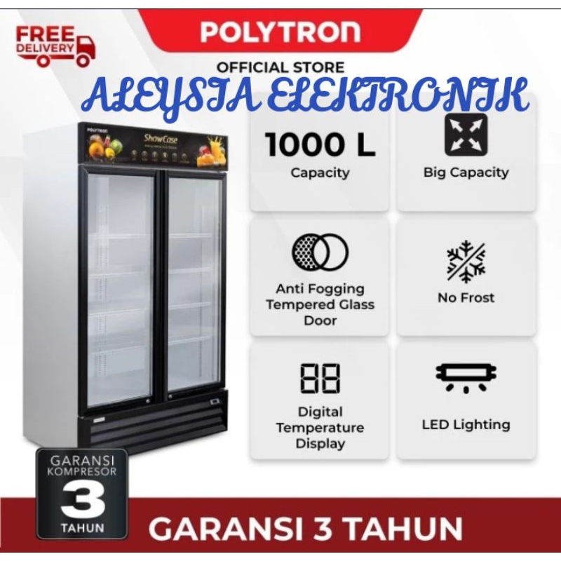 Jual SHOWCASE DUA PINTU POLYTRON SCN-1020 BERGARANSI RESMI 3THN KAPASITAS 1000LTR | Shopee Indonesia